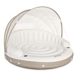 Intex 58292EU - Badeinsel - Canopy Island (199x150cm) mit abnehmbarem Sonnenschutz, 2 Getr&auml;nkehalter