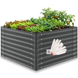TecTake&reg; Hochbeet, aus verzinktem Stahl, stabil, sicher, witterungsbest&auml;ndig, mit offenem Boden und abgerundeten Kanten