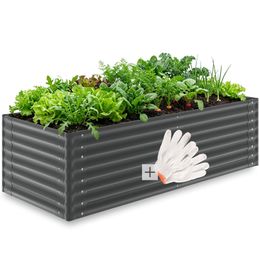 TecTake&reg; Hochbeet, aus verzinktem Stahl, stabil, sicher, witterungsbest&auml;ndig, mit offenem Boden und abgerundeten Kanten