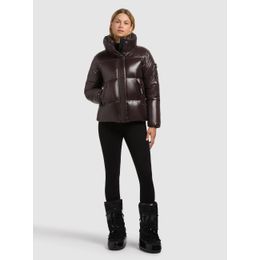 Steppjacke Khujo "NALA", Damen, Gr. L, moody plum, 100% Nylon, unifarben, regular fit, eingesetzt elastischer Bund mit Windstopper, Jacken Steppjacke