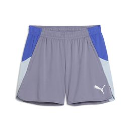 Sporthose Puma "individualBLAZE Fu&szlig;ballshorts Damen", Damen, Gr. M, Normalgr&ouml;&szlig;en, gray sky wei&szlig; royal sapphire blau, Obermaterial: 100% Polyester. Taschenfutter: 100% Polyester. Einsatz: 100% Polyester, unifarben, regular fit, Hosen Sporthose