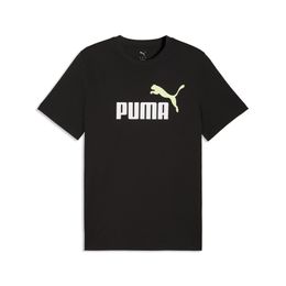 T-Shirt Puma "Essentials 2 Colour No. 1 Logo T-Shirt Herren", Gr. L, schwarz apple spritz gr&uuml;n, Obermaterial: 100% Baumwolle. Rippe: 80% Baumwolle, 20% Polyester, bedruckt, regular fit, Rundhals, Shirts T-Shirt