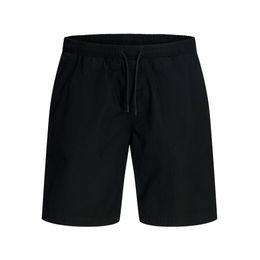 Jack & Jones Jogginghose JACK & JONES "JPSTJAIDEN DREW JOGGER SHORTS REG", Herren, Gr. L, N-Gr, schwarz, angeraute Sweatware, Obermaterial: 100% Baumwolle, unifarben, regular fit kniefrei, Hosen Jogginghose, mit elastischem Bund