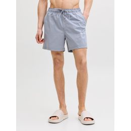 Jack & Jones Badeshorts JACK & JONES "JPSTMAUI NORREBRO SWIM SHORTS", Herren, Gr. M, N-Gr, tradewinds, Web, Polyester, unifarben, Badehosen Badeshorts