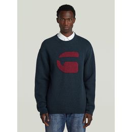 G-Star Raw Longpullover G-STAR "G Logo Relaxed Knit", Herren, Gr. L, salute, Obermaterial: 100% Wolle, Pullover Longpullover
