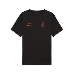 T-Shirt Puma "AC Milan KING T-Shirt Herren", Damen, Gr. L, schwarz rot fire, Obermaterial: 100% Baumwolle. Rippe: 29% Polyester, 71% Baumwolle. Besatz: 100% Polyester, clean, regular fit, Rundhals, Shirts T-Shirt