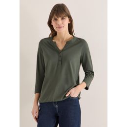 3/4-Arm-Shirt Cecil, Damen, Gr. M (40), khaki, Web, 50% Baumwolle, 50% Modal, unifarben, normal normal, Rundhals, abgesteppt, Shirts 3/4-Arm-Shirt, mit 3/4 &Auml;rmeln