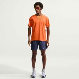 Laufshirt Nike "M NK DF UV MILER SS", Herren, Gr. L, safety orange, Obermaterial: 100% Polyester, normal, Rundhals, Shirts Laufshirt, sportlicher Schnitt, mit kurzen &Auml;rmeln, mit reflektierenden Details