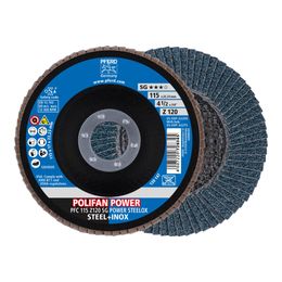 Pferd TOOLS POLIFAN POWER F&auml;cherscheibe PFC 115x22,23 mm konisch Z120 SG STEELOX Stahl/Edelstahl (67789116)