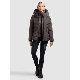 Steppjacke Khujo "HERSCH 2IN1 (EINSATZ HERAUSNEHMBAR)", Damen, Gr. M, graphite grau, 100% Polyester, unifarben, regular fit, eingesetzt elastischer Bund mit Windstopper, Jacken Steppjacke