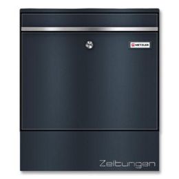 Metzler Briefkasten BK212-RE-ZF, austauschbares Namensschild, separates Zeitungsfach, abschlie&szlig;bar, B 390 x T 116 x H 433 mm, Stahl, anthrazitgrau RAL 7016