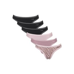 String Sloggi "String GO Crush String C6P 6er Pack", Damen, Gr. L, bunt (schwarz, rosa), Obermaterial: 95% Baumwolle CO. 5% Elasthan EL., Unterhosen String