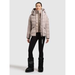 Steppjacke Khujo "HERSCH 2IN1 (EINSATZ HERAUSNEHMBAR)", Damen, Gr. L, dusty beige, 100% Polyester, unifarben, regular fit, eingesetzt elastischer Bund mit Windstopper, Jacken Steppjacke