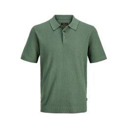 Jack & Jones Polokragenpullover JACK & JONES "JPRBLURILEY KNIT POLO SS SN", Damen, Gr. L, laurel wreath, Strick, Obermaterial: 100% Baumwolle, unifarben, regular fit normal, Rundhals, Pullover, Baumwolle, regular fit