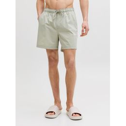 Jack & Jones Badeshorts JACK & JONES "JPSTMAUI NORREBRO SWIM SHORTS", Herren, Gr. XXL, N-Gr, seagrass, Web, Polyester, unifarben, Badehosen Badeshorts