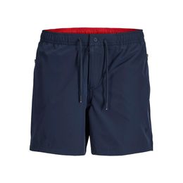Jack & Jones Badeshorts JACK & JONES "JPSTMAUI NEO SWIM SHORTS", Herren, Gr. L, N-Gr, navy blazer, Polyester, Badehosen Badeshorts
