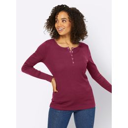 Langarmshirt Heine "Shirt", Damen, Gr. 34, rot (bordeaux), 95% Baumwolle, 5% Elasthan, unifarben, Rundhals, Shirts Langarmshirt