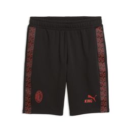 Sporthose Puma "AC Milan KING Shorts Herren", Herren, Gr. L, Normalgr&ouml;&szlig;en, schwarz rot fire, Obermaterial: 68% Baumwolle, 32% Polyester. Taschenfutter: 100% Baumwolle. Besatz: 100% Polyester, unifarben, regular fit, Hosen Sporthose