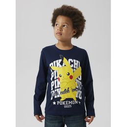 Langarmshirt name it "NKMAST POKEMON LS NREG TOP BOX NOOS SKY", Jungen, Gr. 134/140, blau (navy blazer (blank)), Jersey, Obermaterial: 100% Baumwolle, bedruckt, normal h&uuml;ftbedeckend, Rundhals, abgesteppte Kante, Shirts Langarmshirt