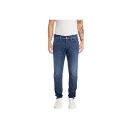 Skinny-fit-Jeans Replay "Jeans Hyperflex ANBASS 1er Pack", Herren, Gr. 31, N-Gr, blau (dunkelblau), Obermaterial: 99% Baumwolle CO. 1% Elasthan EL., Jeans