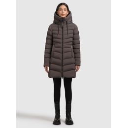 Steppmantel Khujo "TUHANI5", Damen, Gr. M, graphite grau, 100% Polyester, unifarben, regular fit h&uuml;ftlang, eingesetzt elastischer Bund mit Windstopper, M&auml;ntel Steppmantel