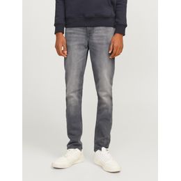 Jack & Jones Slim-fit-Jeans JACK & JONES JUNIOR "JJIGLENN JJORIGINAL MF 001 I.K NOOS JNR", Jungen, Gr. 146, N-Gr, grau (grau denim), Denim/Jeans, Obermaterial: 79% Baumwolle, 20% Polyester, 1% Elasthan, Abriebeffekte, slim fit kn&ouml;chellang, Jeans Slim-fit-Jeans