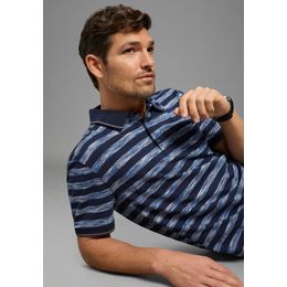 MAN'S WORLD Poloshirt MAN'S WORLD "Neue Kollektion", Herren, Gr. L (52/54), blau, grau ge, Single Jersey, Obermaterial: 100% Baumwolle, geringelt, normal, angesetztes B&uuml;ndchen, Shirts, normale Passform, Kurzarm, geringeltes Design, aus Single Jersey