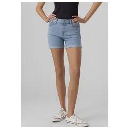 V&eacute;ro Moda Jeansshorts VERO MODA "VMLUNA MR FOLD SHORTS MIX GA NOOS", Damen, Gr. S (36), N-Gr, light blau denim, Denim/Jeans, Obermaterial: 72% Baumwolle, 26% Polyester, 2% Elasthan, unifarben, slim fit kurz, Jeans Jeansshorts, mit Umschlagsaum
