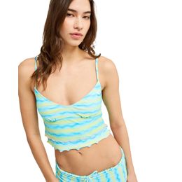 Tankini-Top Roxy "Neon Queen Tank Top", Gr. L, Cup B, tanager turquoise neon queen, Obermaterial: 85% Microfaser, 15% Elasthan;, Bikini-Oberteile