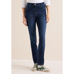 Slim-fit-Jeans Cecil, Damen, Gr. 33, L&auml;nge 32, dunkelblau wash, Jeans, 67% Baumwolle, 31% Polyester, 2% Elasthan, unifarben, kn&ouml;chellang, Jeans Slim-fit-Jeans, High Waist