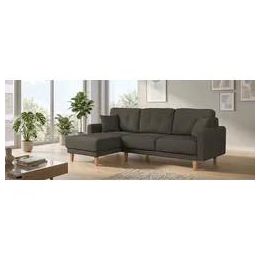 Ecksofa Home Affaire "TRIPLO optionale Schlafsofa mit Bettkasten, Ma&szlig;e B/T/H: 234/164/89 cm", schwarz, B:234cm H:89cm T:164cm, 88% Polyester, 9% Rayon, 3% Nylon, Sofas, Ecksofa, L-Form wahlweise mit Bettfunktion - Liegefl&auml;che 132x210 cm