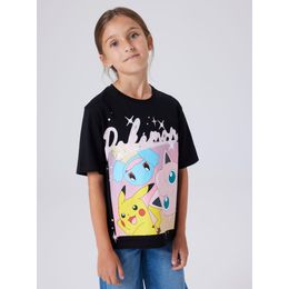 T-Shirt name it "NKFJYDI POKEMON SS NREG BOX NOOS SKY", M&auml;dchen, Gr. 158/164, schwarz, Jersey, Obermaterial: 100% Baumwolle, bedruckt, unifarben, Basic h&uuml;ftbedeckend, Rundhals, Shirts T-Shirt