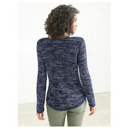 Rundhalspullover Casual Looks "Pullover", Damen, Gr. 54, blau (marine, meliert), 54% Baumwolle, 46% Polyacryl, meliert, figurumspielend, Pullover Rundhalspullover