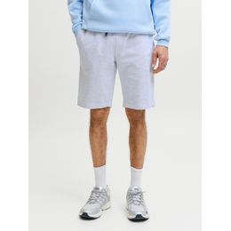Jack & Jones Sweatshorts JACK & JONES "JPSTGORDON COLLEGE SWEAT SHORTS MID", Herren, Gr. L, N-Gr, wei&szlig; melange, angeraute Sweatware, Obermaterial: 80% Baumwolle, 20% Polyester, meliert, regular fit, Hosen Sweatshorts