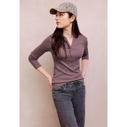 Rundhalsshirt STREET ONE STUDIO, Damen, Gr. 38, hazy rose, Web, 95% Baumwolle, 5% Elasthan, unifarben, normal normal, Rundhals, abgesteppt, Shirts Rundhalsshirt, im soften Baumwoll-Mix