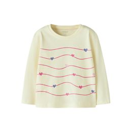 T-Shirt name it "NMFVEEN LS NREG TOP", M&auml;dchen, Gr. 116, pear sorbet print:fun stripe, Jersey, Obermaterial: 100% Baumwolle, bedruckt, normal normal, Rundhals, Shirts T-Shirt, Baumwolle, regular fit