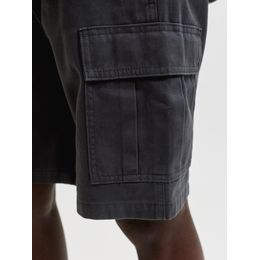 Jack & Jones PlusSize Cargoshorts "JPSTCOLE HUDSON BELTED CARGO SHORT PLS", Herren, Gr. 42 (4XL), N-Gr, schwarz, Web, Obermaterial: 100% Baumwolle, JACK & JONES PLUSSIZE, unifarben, relaxed fit, Hosen