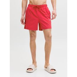 Jack & Jones Badeshorts JACK & JONES "JPSTMAUI NORREBRO SWIM SHORTS", Herren, Gr. XS, N-Gr, samba, Web, Polyester, unifarben, Badehosen Badeshorts