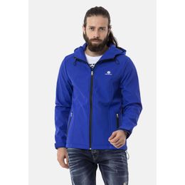Cipo & Baxx Funktionsjacke CIPO & BAXX "CJ289", Herren, Gr. L, saxeblau, Stoff, 100% Polyester, unifarben, regular fit normal, Jacken Funktionsjacke, im unifarbenen Look