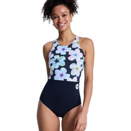 Badeanzug Roxy "Roxy Active One-Piece", Damen, Gr. S, anthrazit im fleur real, Obermaterial: 75% Nylon, 25% Elasthan;, Badeanz&uuml;ge Badeanzug