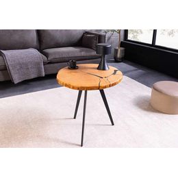 Riess Ambiente Runder Couchtisch ARBOR 55cm natur Eiche Massivholz schwarz Metall Beistelltisch Riess-Ambiente Sofatisch Wohnzimmertisch