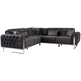 Livetastic Ecksofa, Schwarz, Textil, Uni, 4-Sitzer, F&uuml;llung: Faserb&auml;llchen, Schaumstoffflocken,Faserb&auml;llchen, Schaumstoffflocken,Faserb&auml;llchen, Schaumstoffflocken, L-Form, 260x260 cm, Made in Turkey, Liegefunktion, Wohnzimmer, Sofas & Couches, Wohnlandschaften, Ecksofas