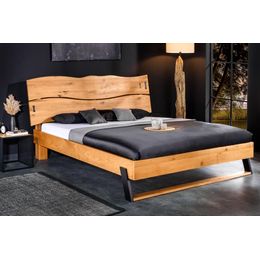 Riess Ambiente Massivholz Doppelbett AMAZONAS 180x200cm natur Wildeiche Baumkante Riess-Ambiente