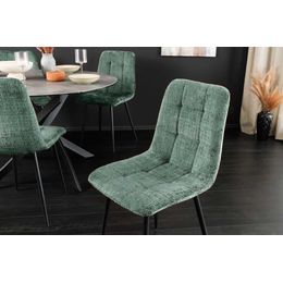 Riess Ambiente Moderner Design Stuhl TRES CHIC gr&uuml;n Chenille Cremona schwarze Metallbeine Polsterstuhl Riess-Ambiente Esszimmerstuhl K&uuml;chenstuhl