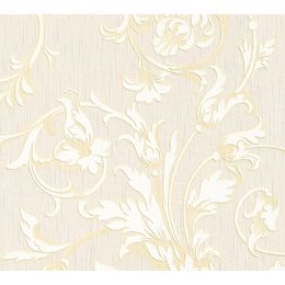 Textiltapete ARCHITECTS PAPER "Tessuto", gold (creme gold), B:0,53m L:10,05m, Viskose, Vlies, Tapeten, Blumen-Tapete Floral Tapeten Wohnzimmer Schlafzimmer K&uuml;che Flur Design