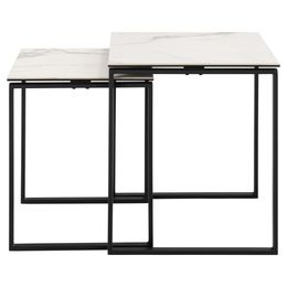 Couchtisch ACTONA GROUP "Katrine, 2er-Set, Kaffetisch, Keramik-Tischplatte, modern, Scandi", wei&szlig; (wei&szlig;, schwarz, wei&szlig;), B:50cm H:55cm T:50cm, Tische, Eckige Couchtische Couchtisch, Tischplatte aus Keramik, 2er-Set, B: 50 cm, weitere Farben erh&auml;ltlich