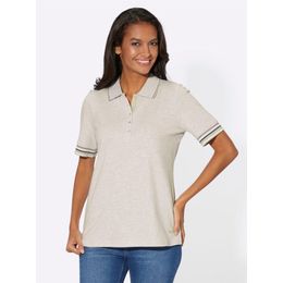 Poloshirt Casual Looks "Poloshirt", Damen, Gr. 46, grau (hellgrau, meliert), 98% Baumwolle, 2% Polyester, meliert, V-Ausschnitt, Shirts