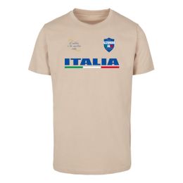 T-Shirt MisterTee "MisterTee Italia Trikot Tee", Damen, Gr. L, sand, 100% Baumwolle, bedruckt, normal, Rundhals, Shirts T-Shirt