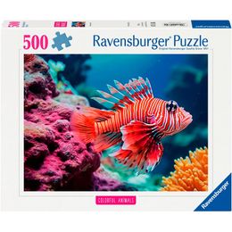 Puzzle Ravensburger "Colorful Animals, Red Lionfish", bunt, Puzzles, KinderB:49cm H:36cm, Pappe, Made in Germany, B:49cm H:36cm