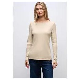 Langarmshirt Street One "Style Lanea", Damen, Gr. 46, cotton beige, Jersey, Obermaterial: 50% Baumwolle, 50% Modal. Futter: 100% Baumwolle, unifarben, regular fit normal, U-Boot-Ausschnitt, angesetztes B&uuml;ndchen, Shirts Langarmshirt, mit U-Boot Ausschnitt